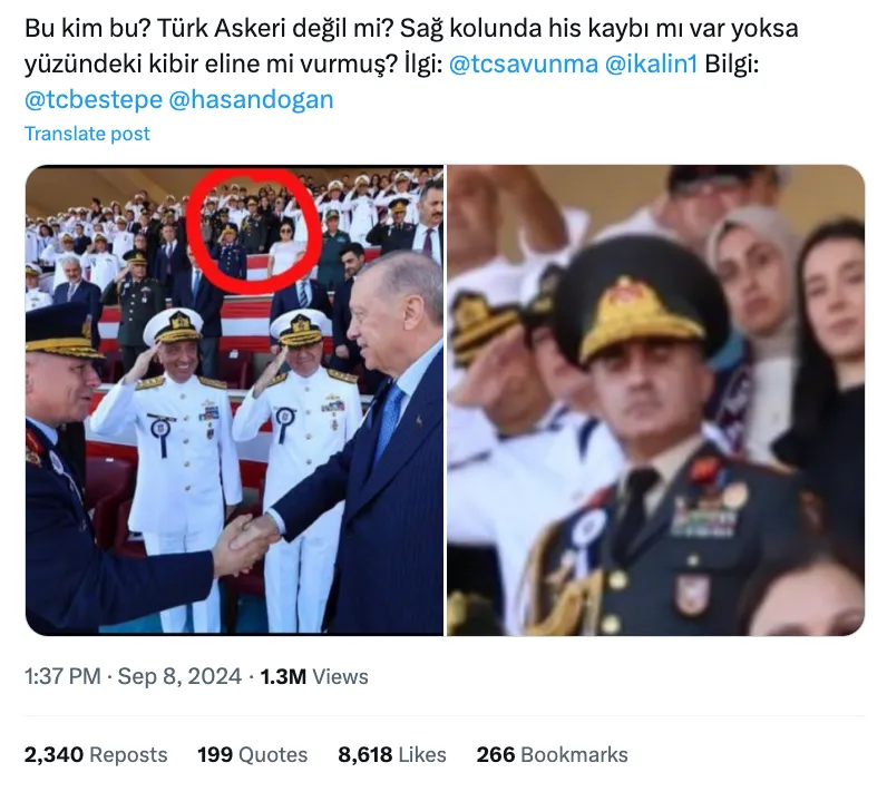 Cumhurbaşkanı Erdoğan'a selam vermeyen asker TSK mensubu mu? - Teyit