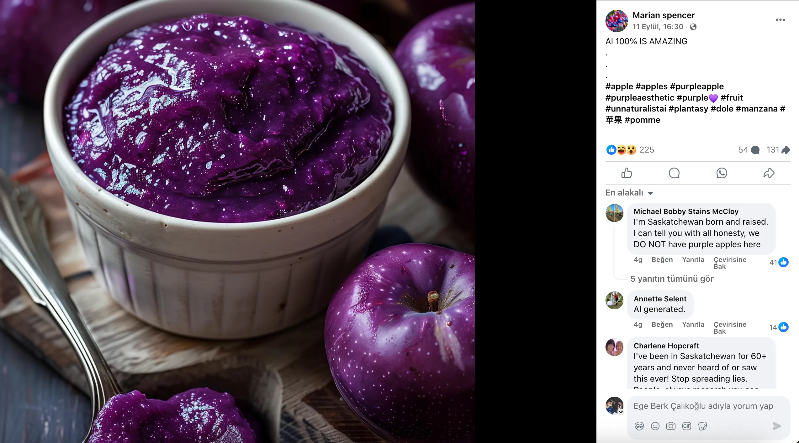 Kanada’da yetişen mor elmalar gerçek mi? - Teyit