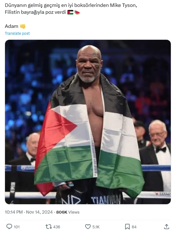 Mike Tyson’ı Filistin bayrağı ile gösteren fotoğraf gerçek mi? - Teyit