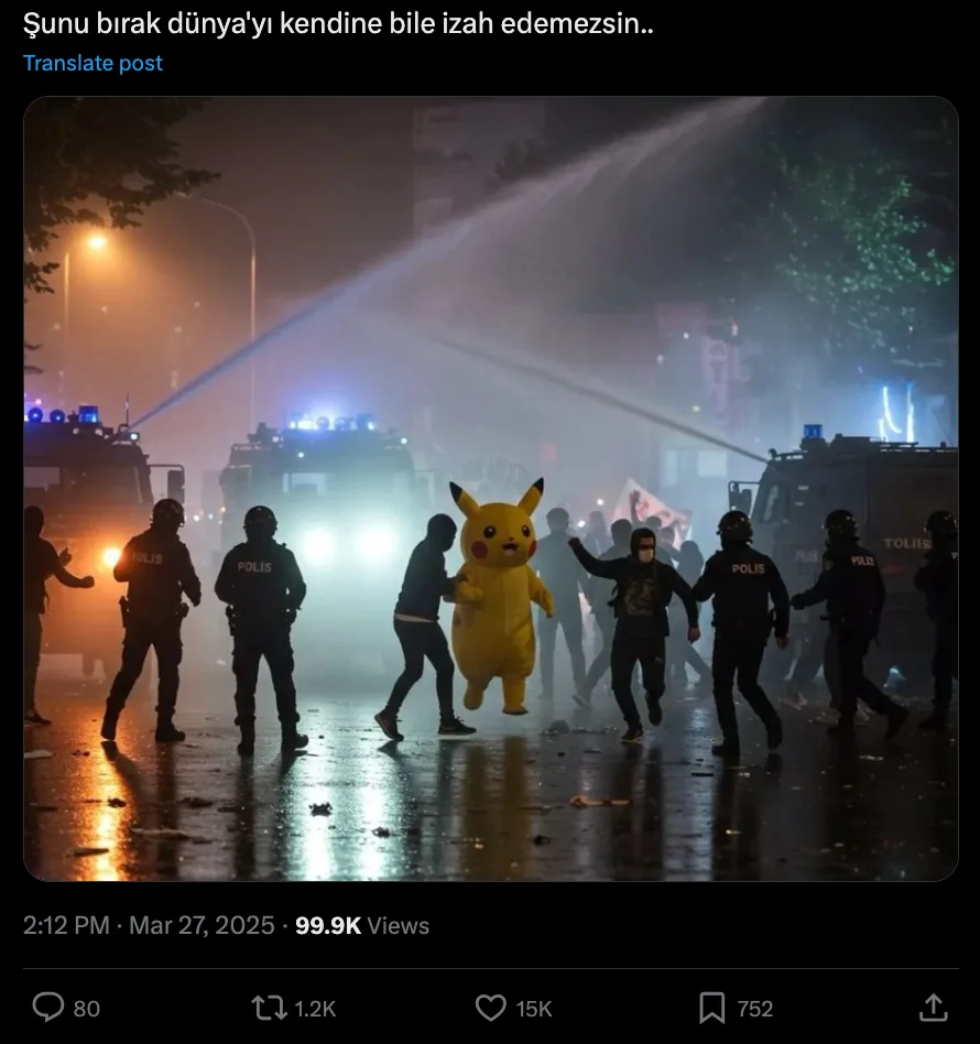 Is the image showing police officers and a person in a Pikachu costume ...