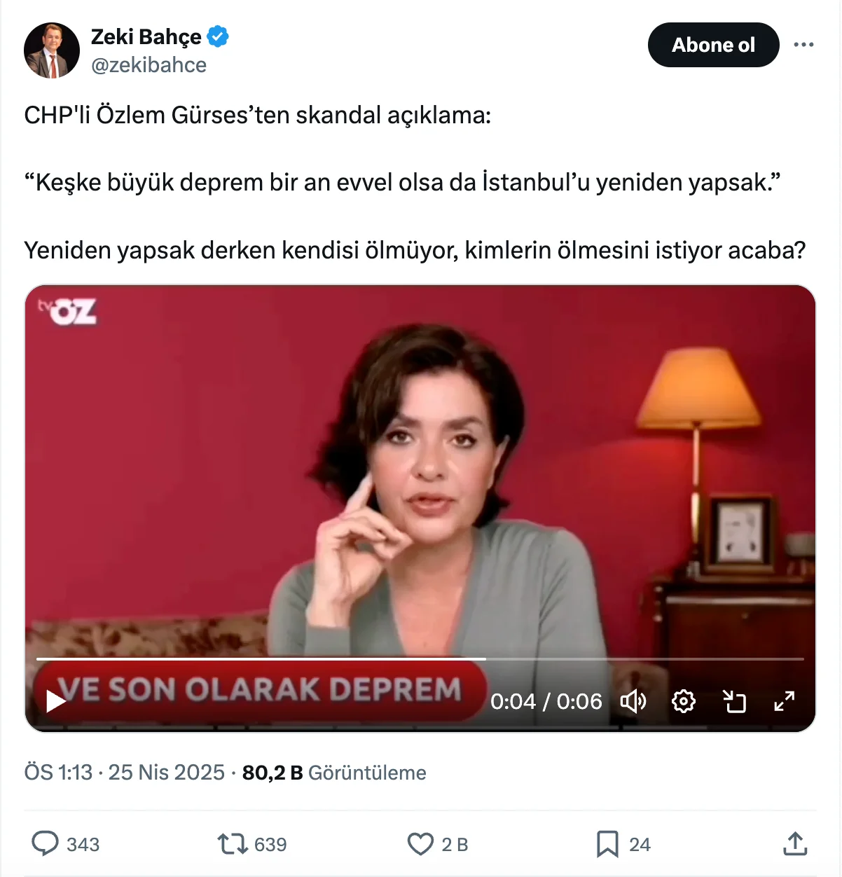 Gazeteci Özlem Gürses “Keşke deprem olsa da İstanbul’u yeniden yapsak ...
