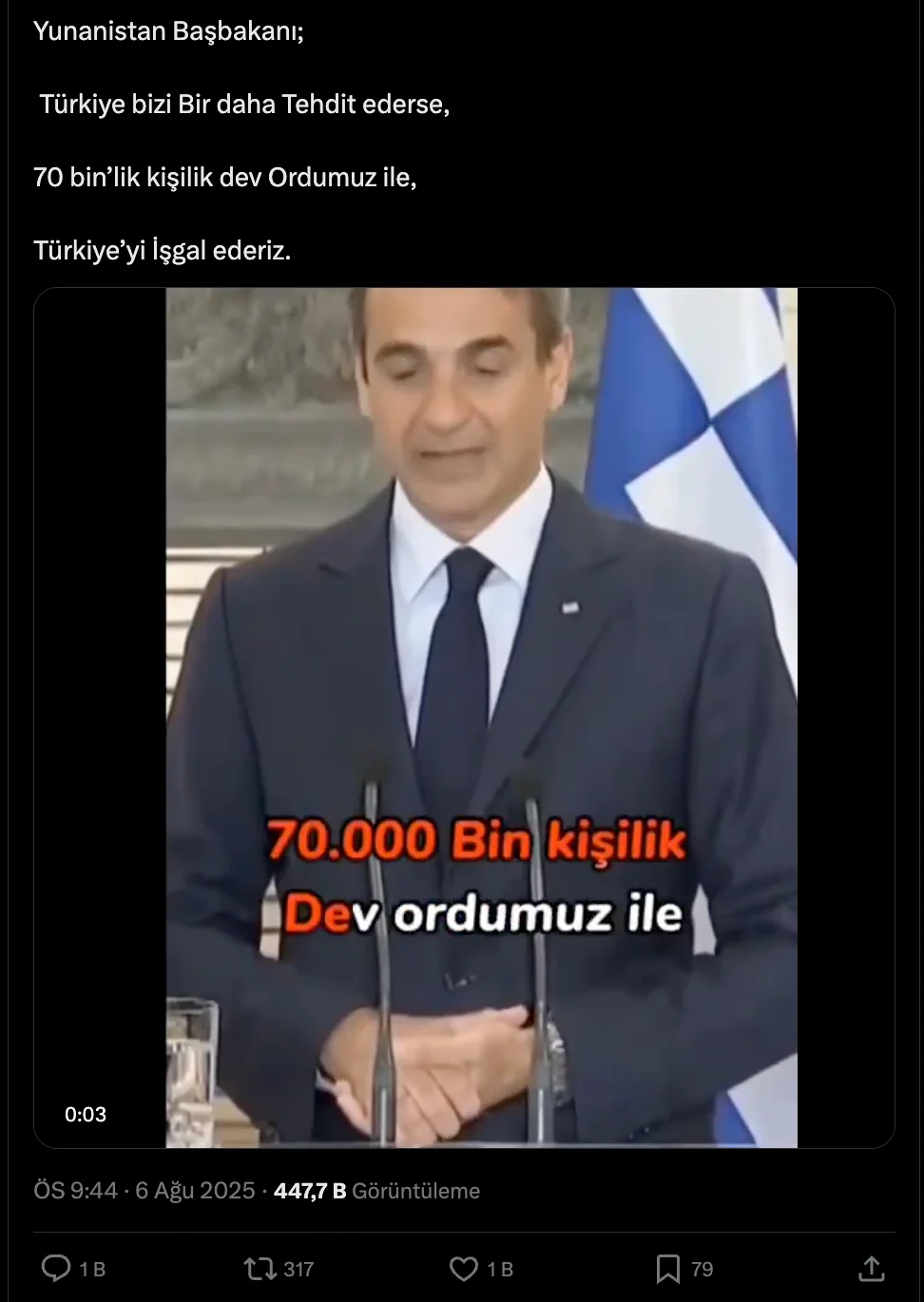 Miçotakis Yunanistan'ın Türkiye'yi işgal edeceğini mi söyledi? - Teyit