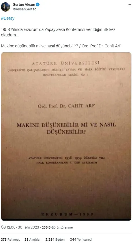 Cahit Arf 1950’lerde yapay zekâ konulu bir konferans verdi mi? - Teyit