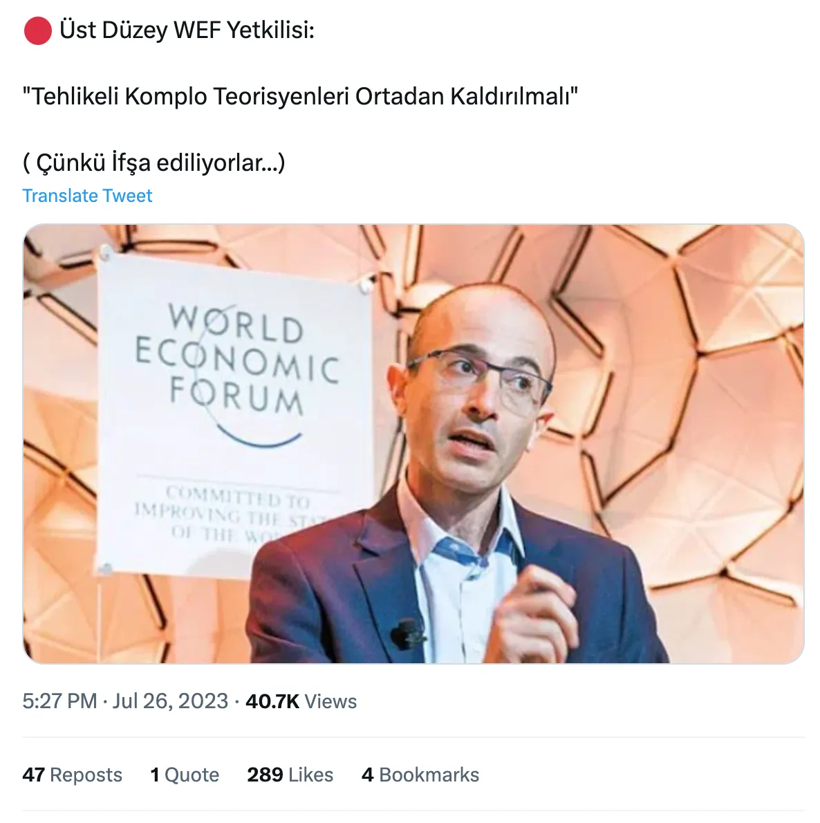 Yazar Harari bir podcastte “komplo teorisyenleri ortadan kaldırılmalı ...