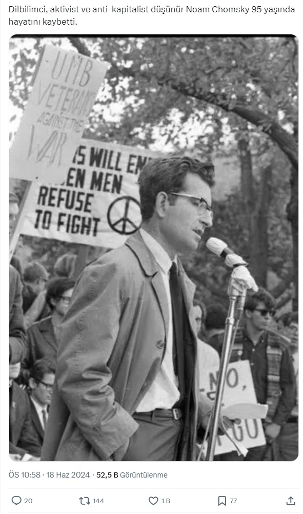 Noam Chomsky'nin hayatını kaybettiği iddiası - Teyit