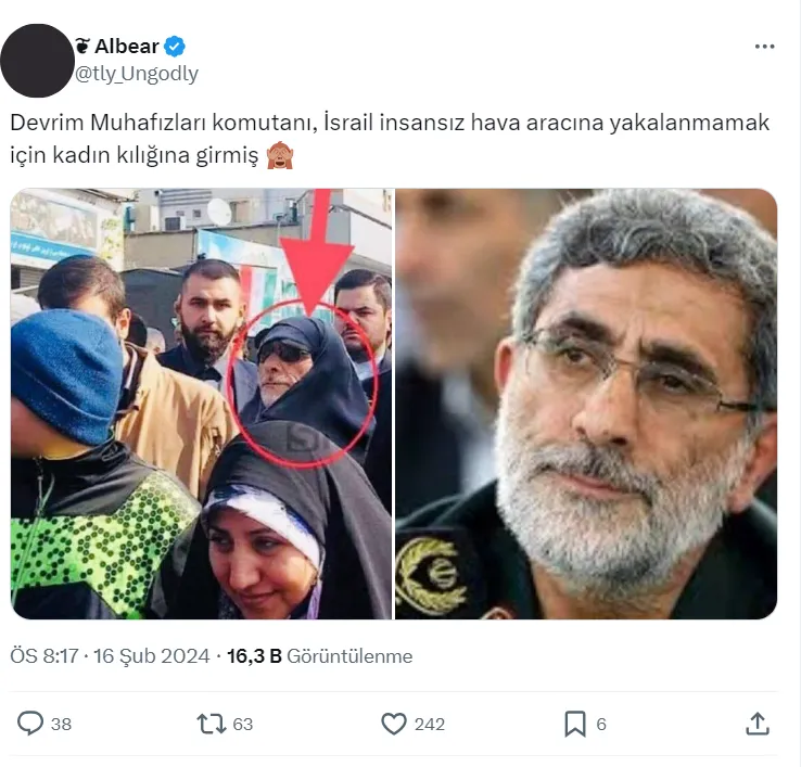 Fotoğraf İranlı komutan İsmail Kaani’nin kadın kılığına girdiğini mi ...