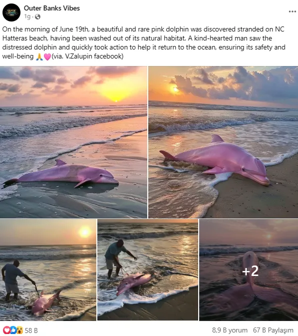 Pembe bir yunusu gösteren fotoğraf gerçek mi? - Teyit