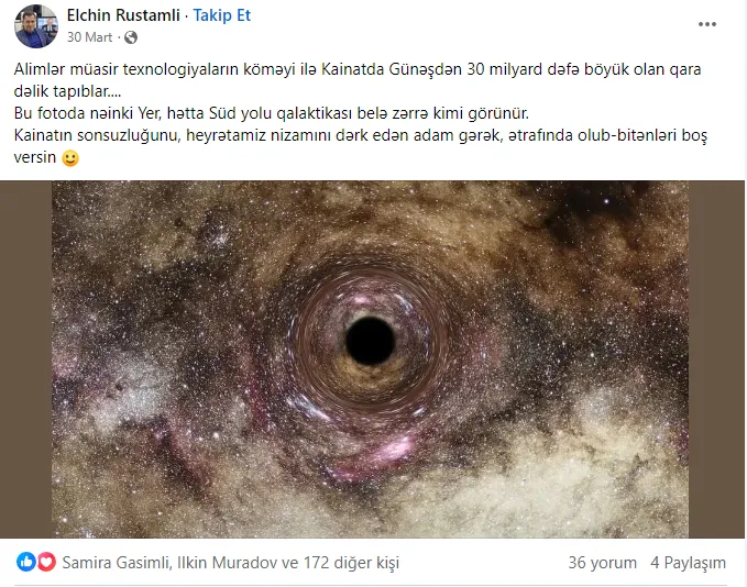 Fotonun əsl qara dəliyi göstərdiyi iddiası - Teyit